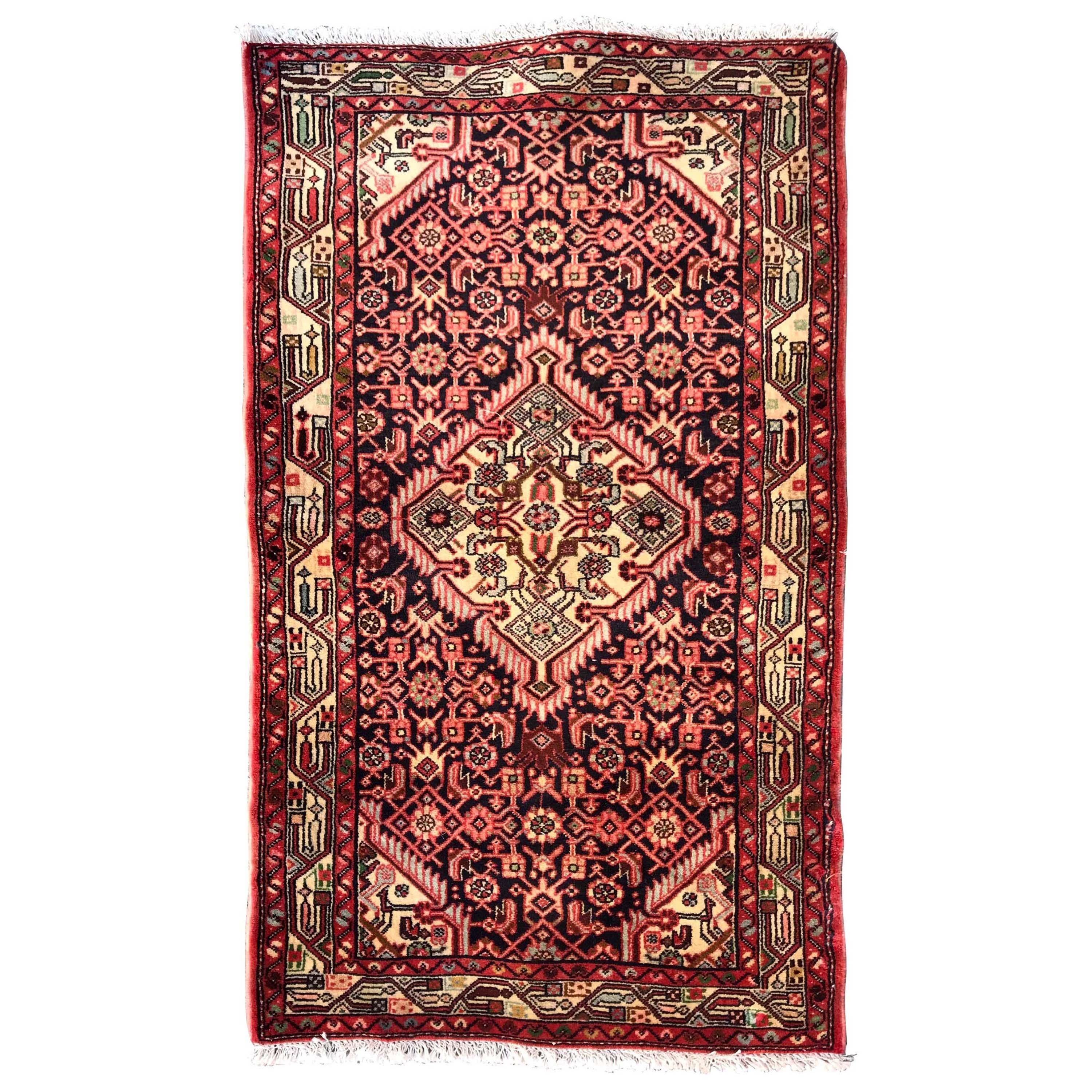 Vintage Rustic Hamadan Rug For Sale at 1stDibs