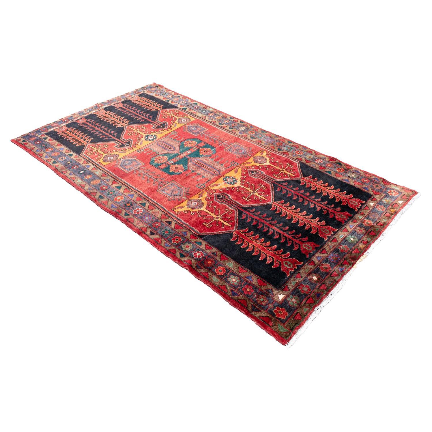 Midcentury Oriental Hand Knotted Wool Runner Rug Red Long For Sale at ...