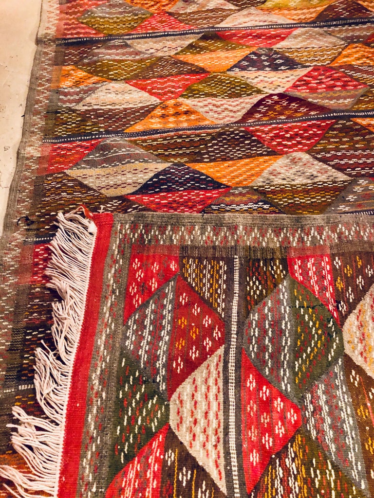 Vintage Tribal Handwoven Wool and Organic Dye Rug or Carpet in Triangle ...