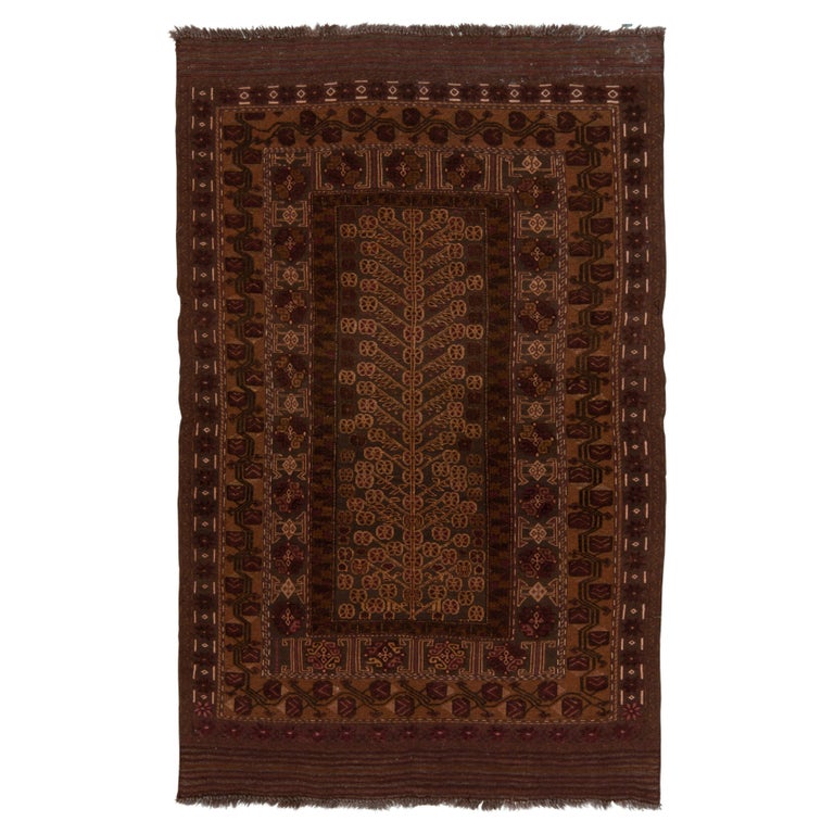 Vintage Tribal Kilim Rug in Beige-Brown Geometric-Floral Patterns by ...