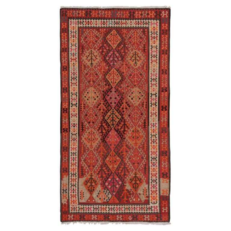 Vintage Tribal Kilim Rug in Red with Colorful Geometric Patterns by Rug ...