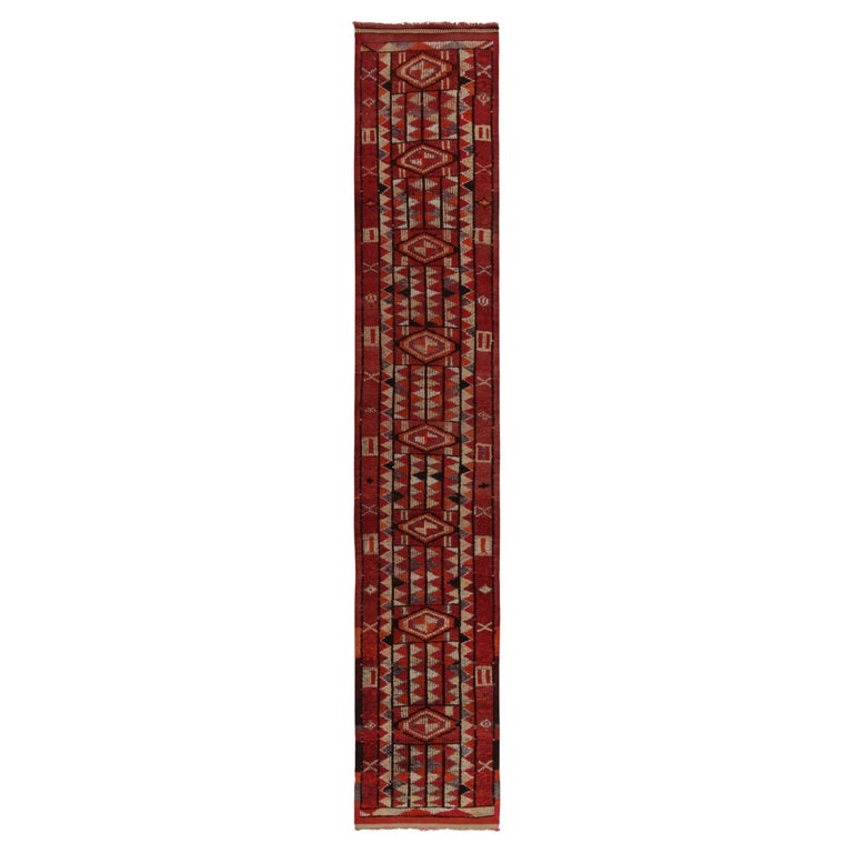 Vintage Tribal Kilim Runner Red with Vibrant Geometric Patterns by Rug ...