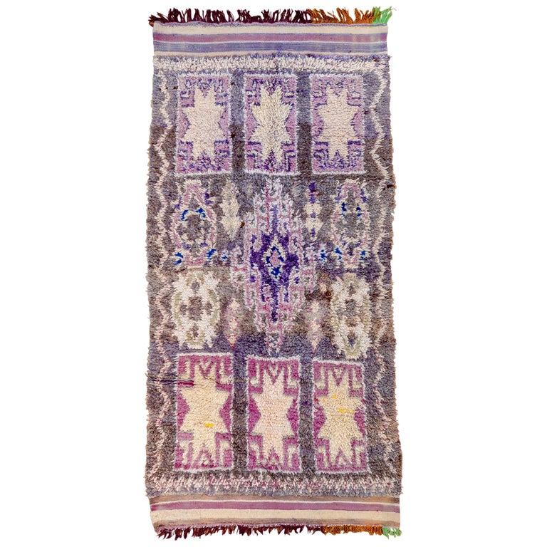 Vintage Tribal Purple Moroccan Scatter Rug, Gray Tones, circa 1960s For ...