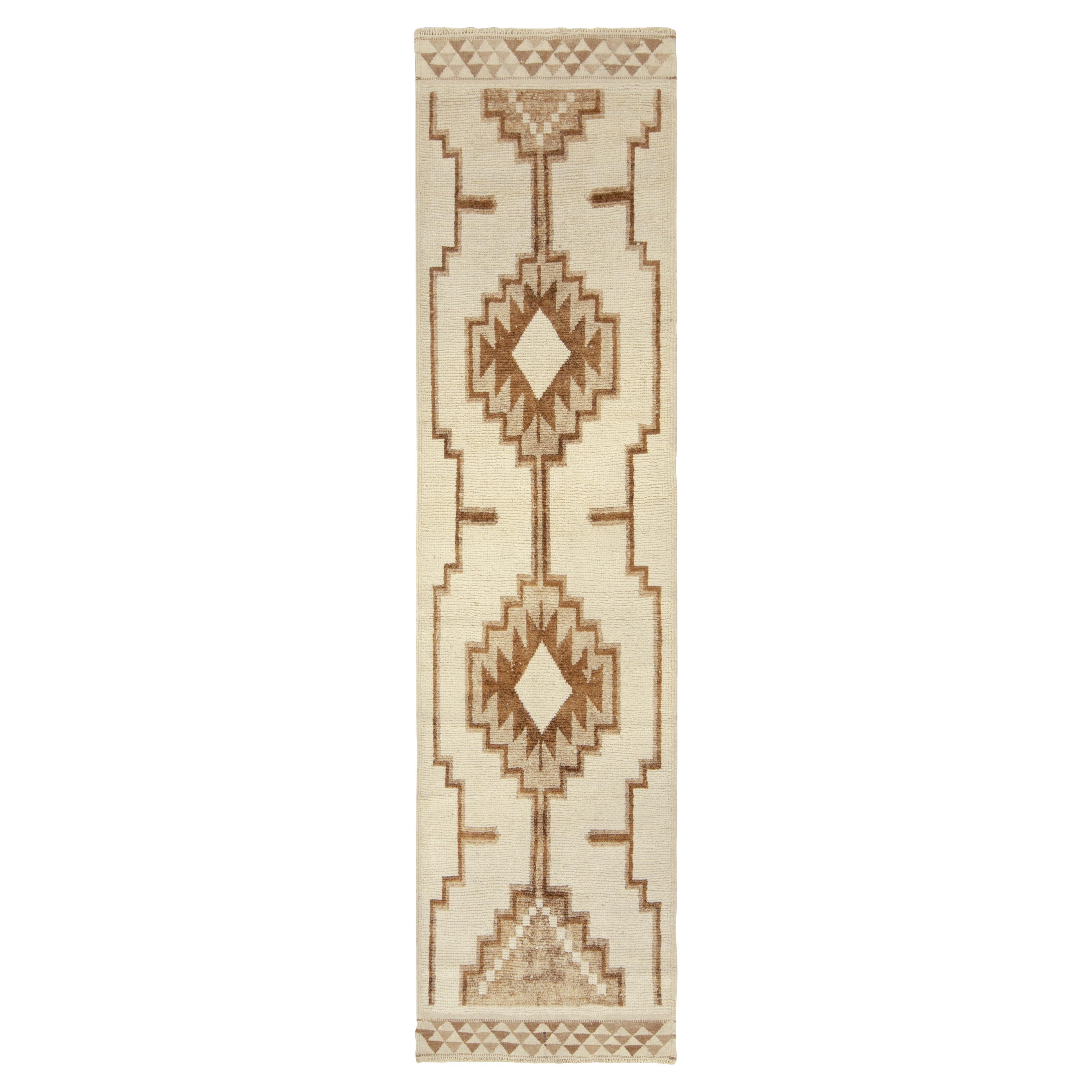 Vintage Tribal Runner in Beige-Brown Geometric Patterns, Star by Rug ...