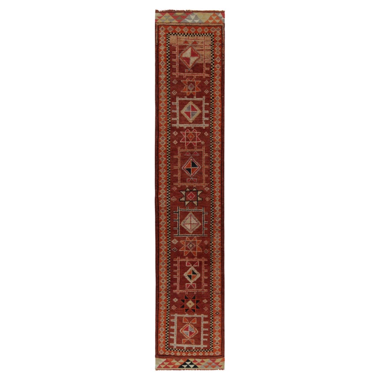 Vintage Tribal Runner in Red, Brown and Black Geometric Patterns by Rug ...