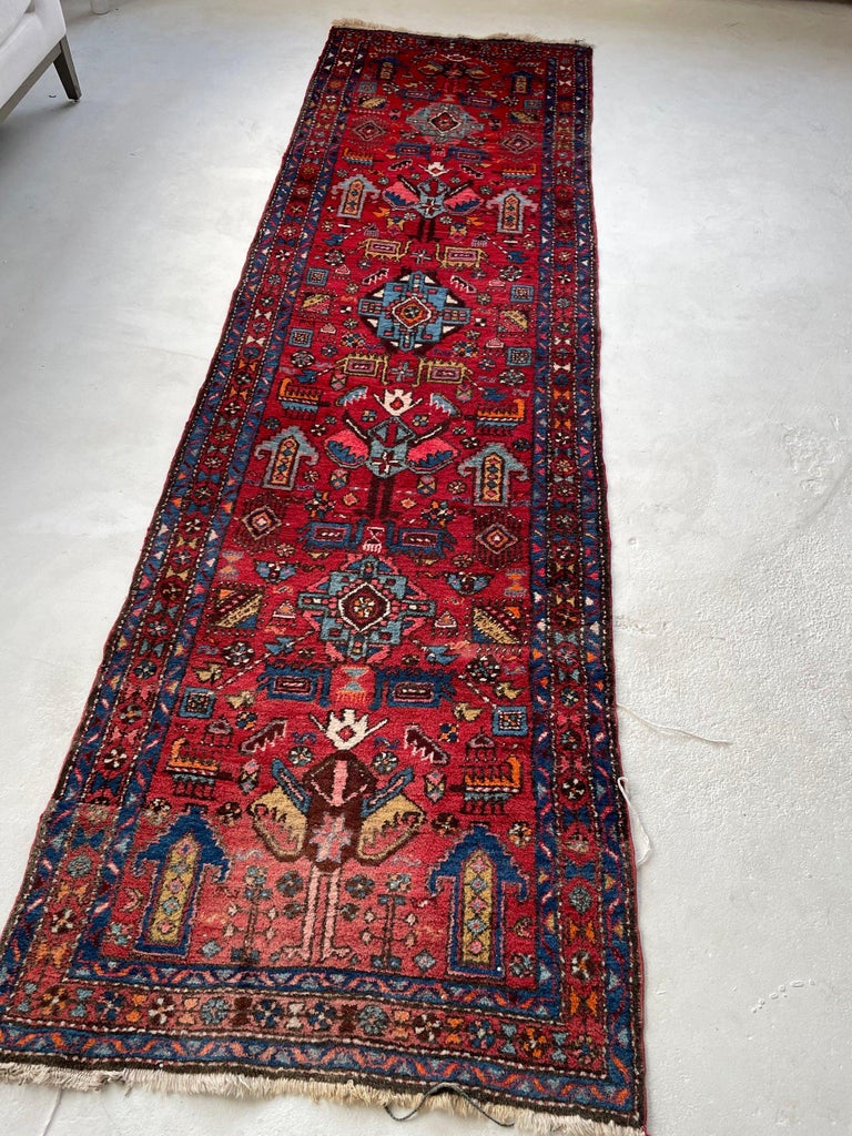 Vintage Tribal Runner with Nomadic Motifs and Gorgeous Colors, c.1950's ...