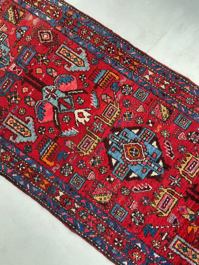 Vintage Tribal Runner with Nomadic Motifs and Gorgeous Colors, c.1950's ...
