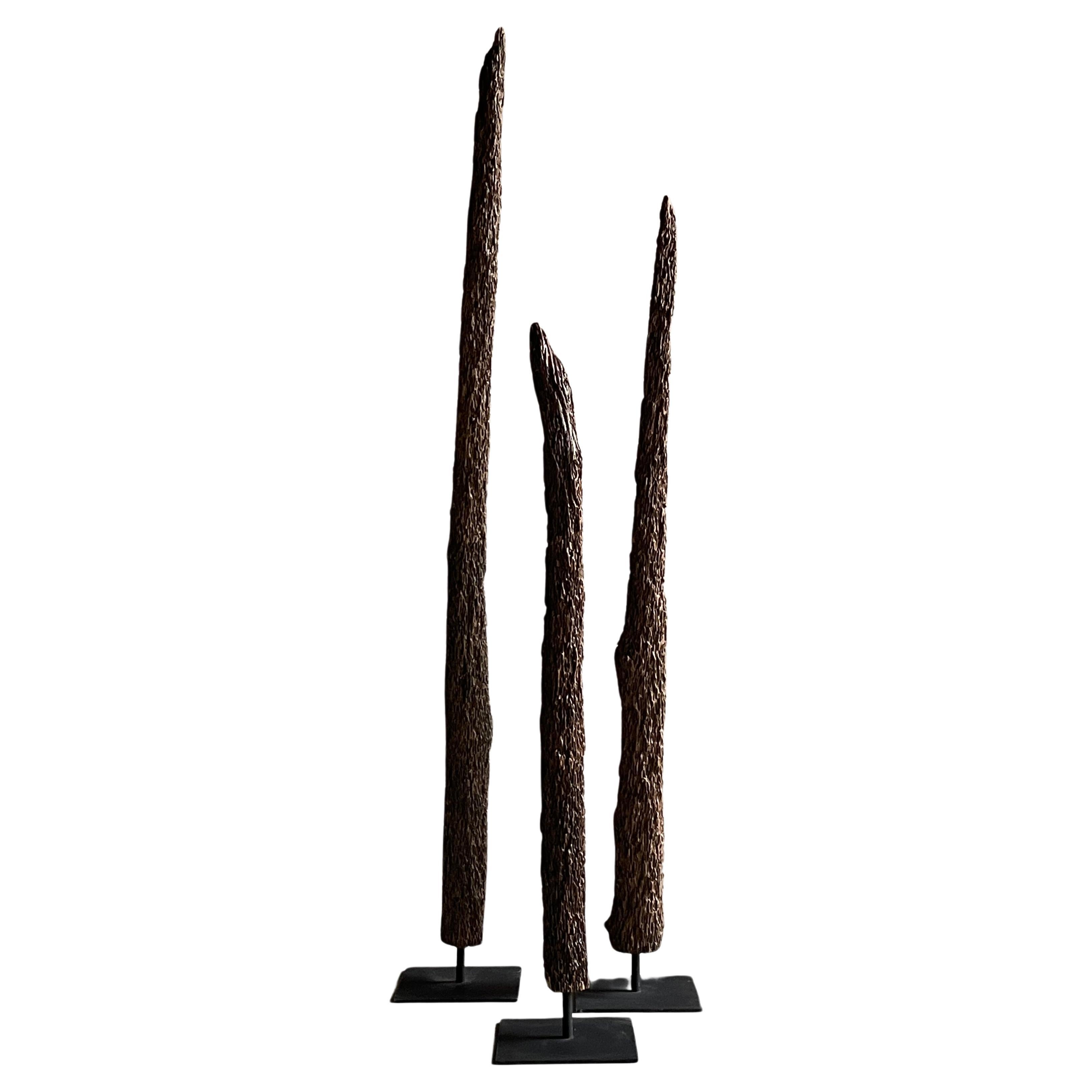 Vintage Trio Cedar Mussel Poles For Sale at 1stDibs