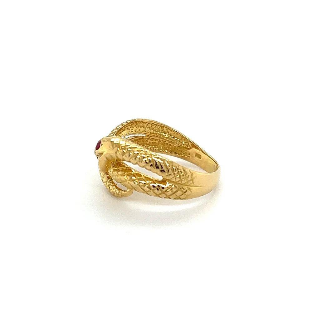 Vintage Triple Wrapped Serpent Snake Diamond and Ruby Gold Band Ring ...