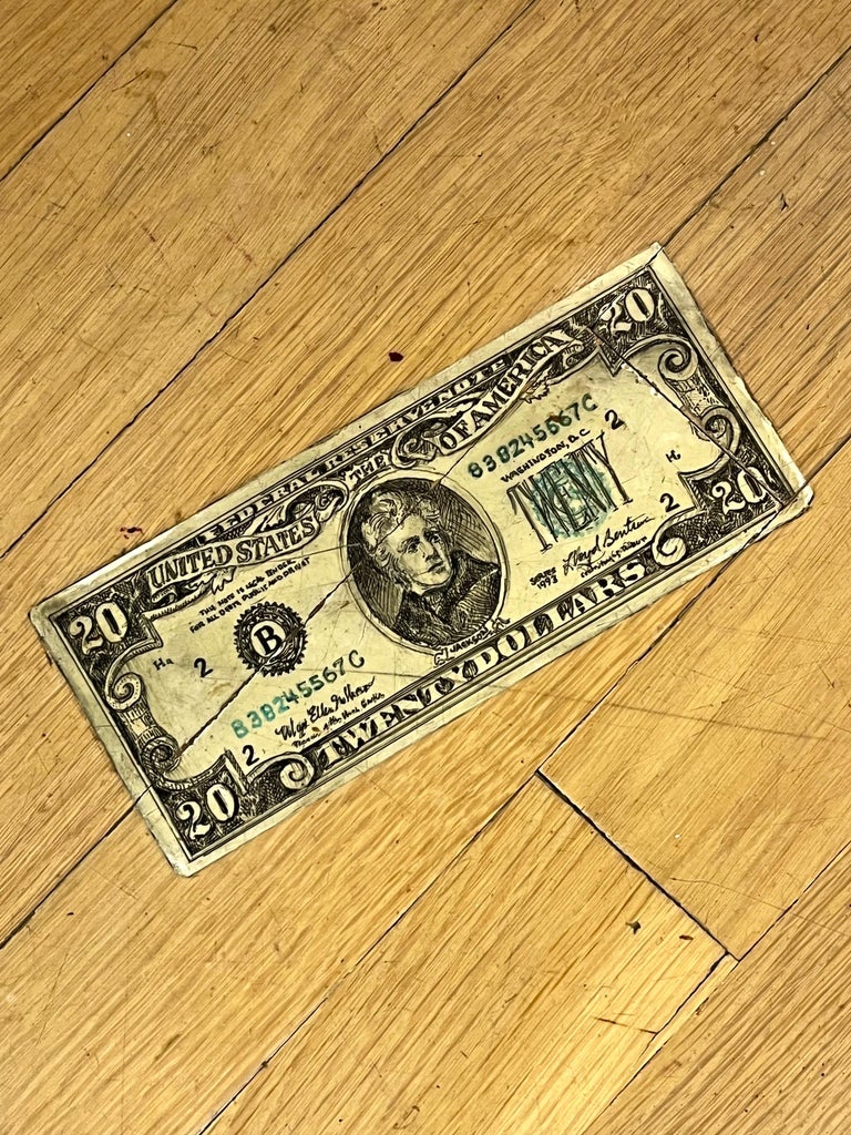 Decoupage vintage en trompe-l'œil - Faux billet de vingt dollars sur ...