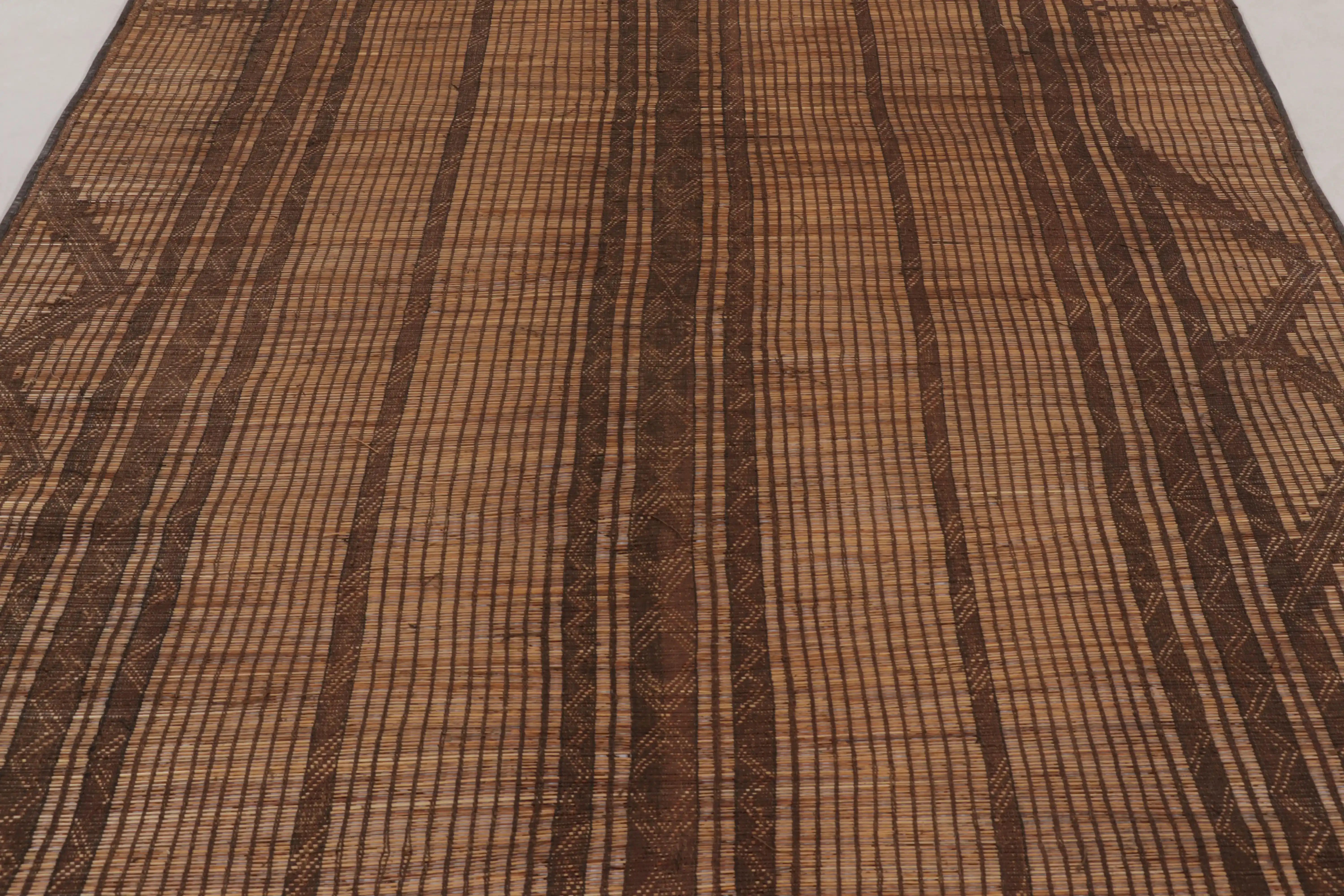 Vintage Tuareg Mat, Tribal Geometric Patterns in Rich Beige-Brown - Rug ...