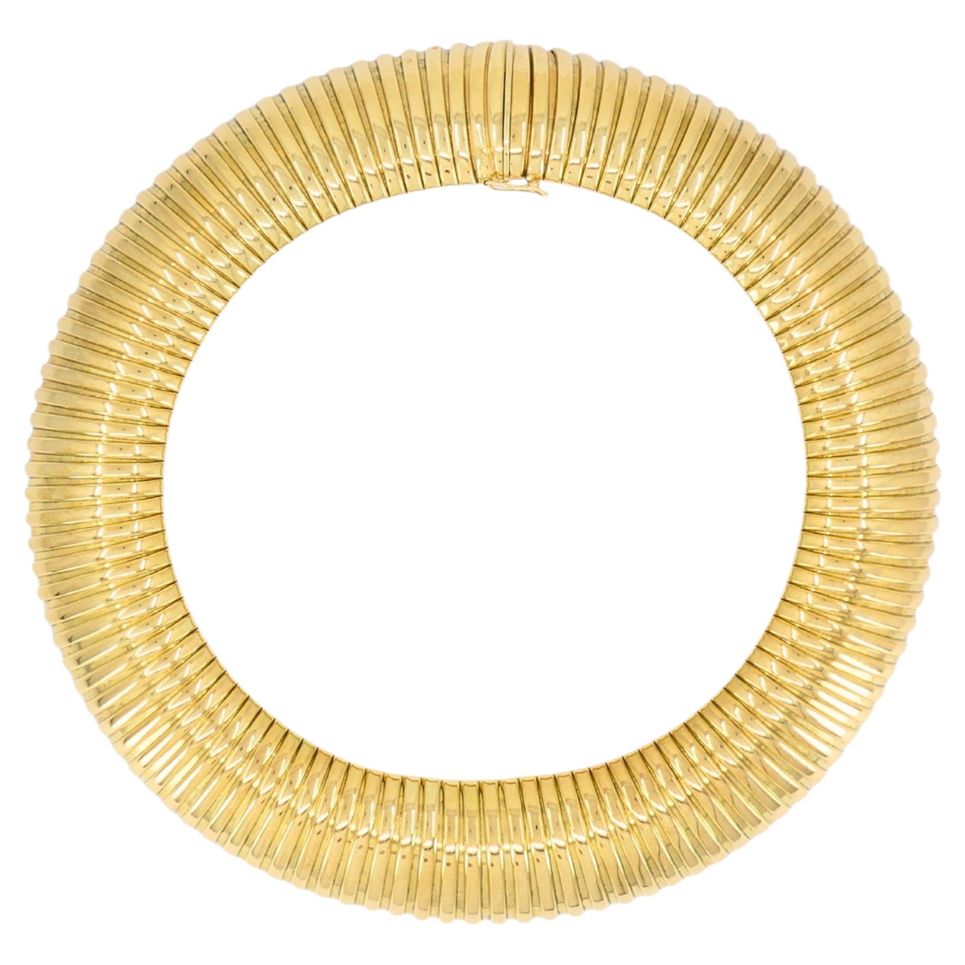 Vintage 1980s Cartier 18K Gold and Steel Tubogas Necklace For Sale at ...