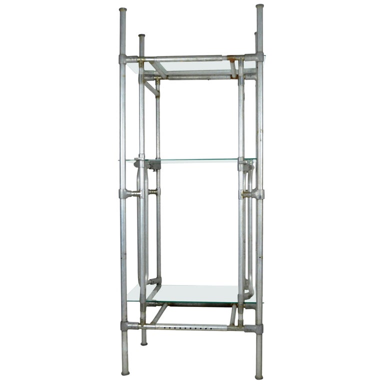 Vintage Tubular Aluminum Industrial Shelving or Étagère For Sale at 1stDibs