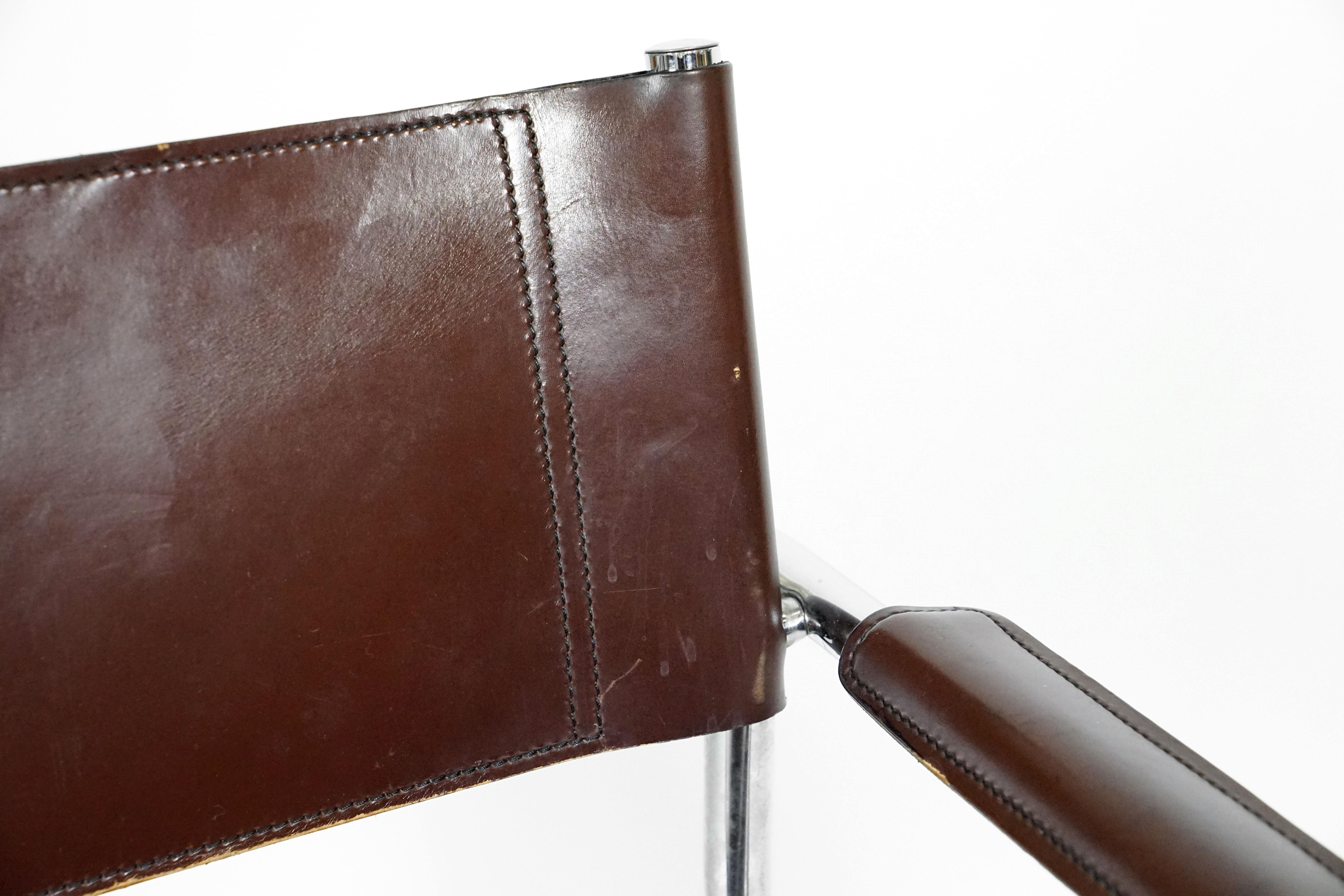 Vintage Tubular Steel Leather Chair, 1970s at 1stDibs