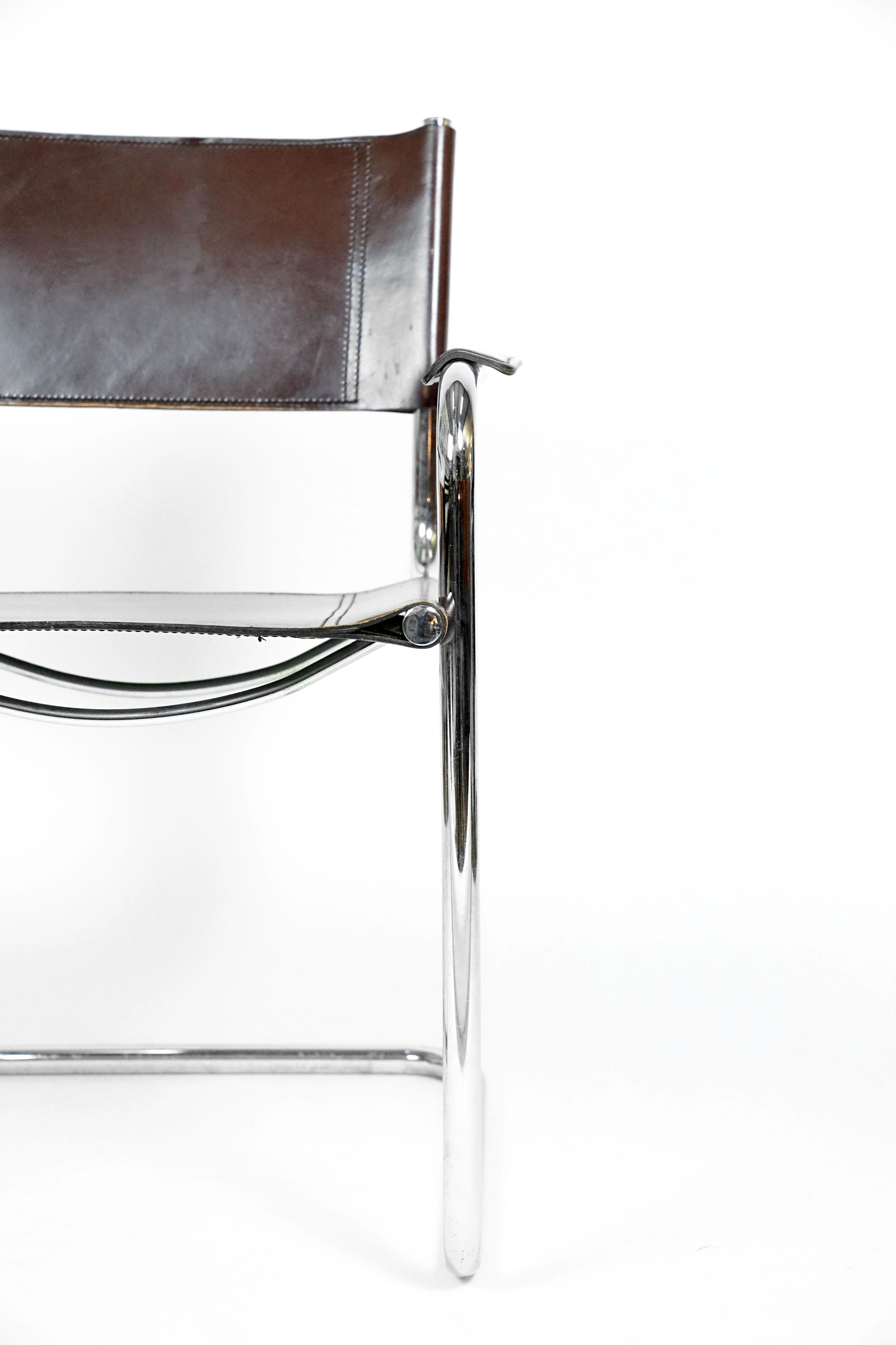 Vintage Tubular Steel Leather Chair, 1970s at 1stDibs