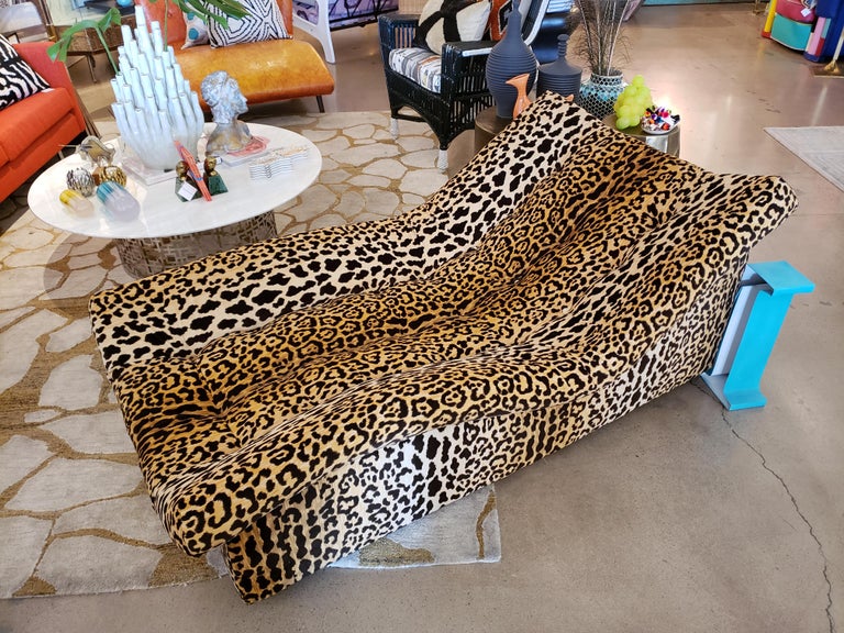 Vintage Tufted Leopard Chaise Lounge For Sale at 1stDibs
