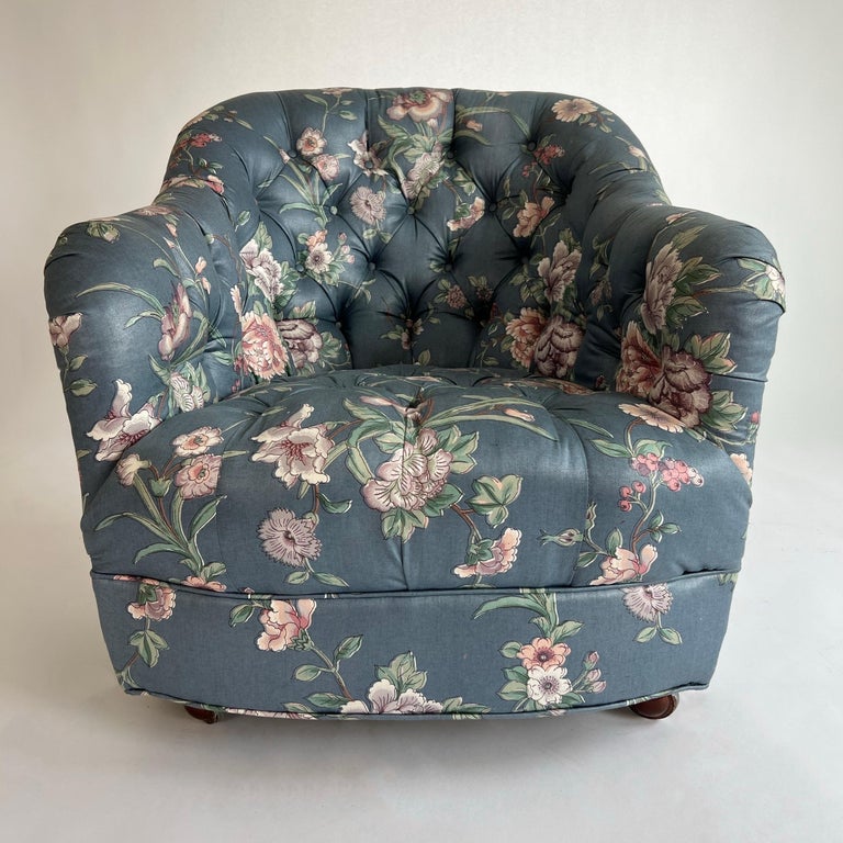 Vintage Tufted Ward Bennett Chair on Casters at 1stDibs
