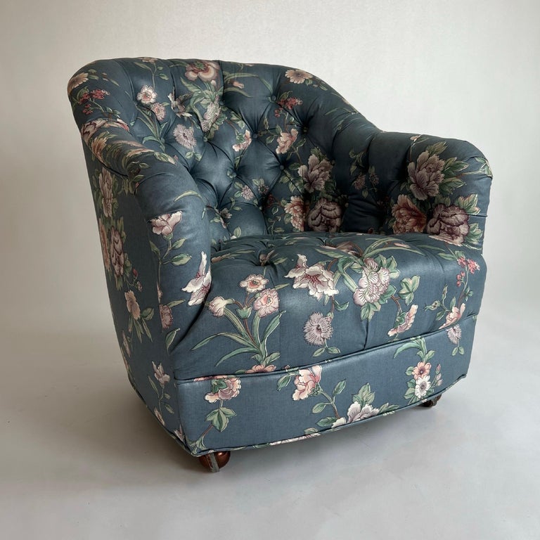 Vintage Tufted Ward Bennett Chair on Casters at 1stDibs