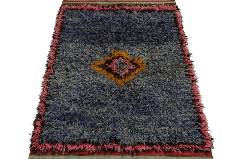 Vintage Tulu Rug in Blue with Colorful Medallion Pattern For Sale at ...