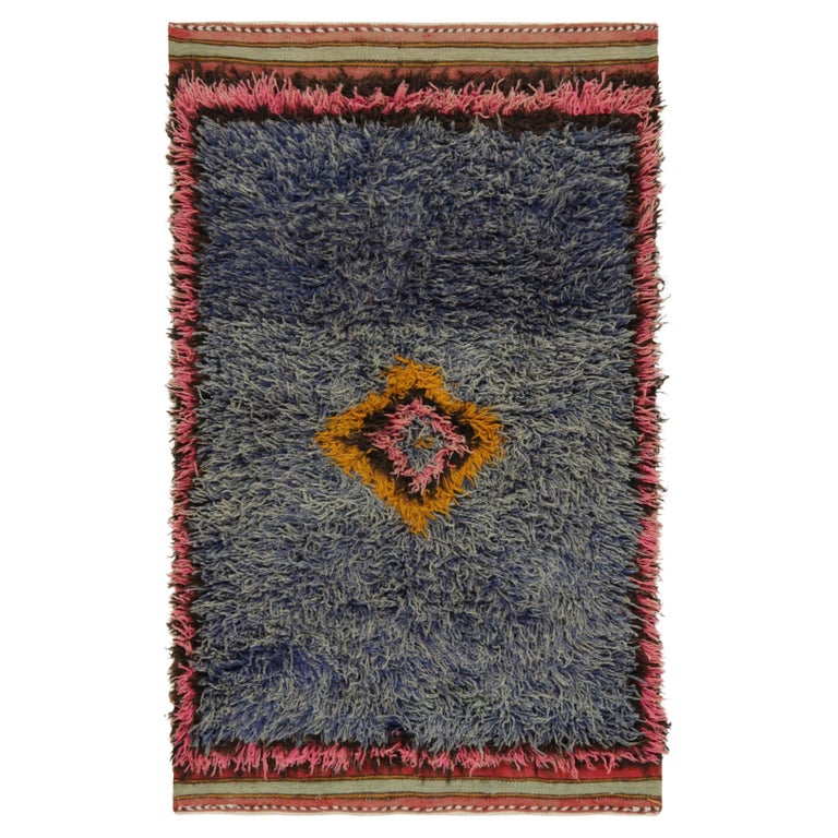 Vintage Tulu Rug in Blue with Colorful Medallion Pattern For Sale at ...
