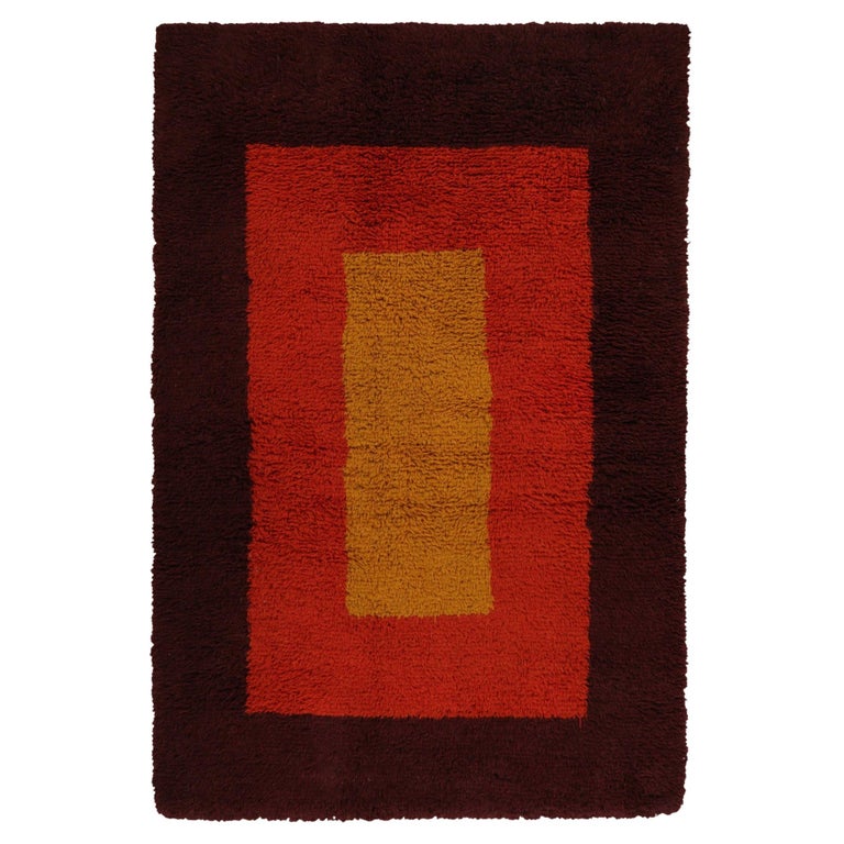 Vintage Tulu Rug with Red Borders and Gold Rectangle Pattern by Rug and ...