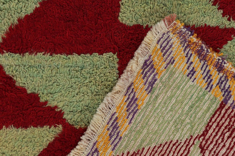 Vintage Tulu Shag Rug in Red and Light Green Geometric Pattern For Sale ...