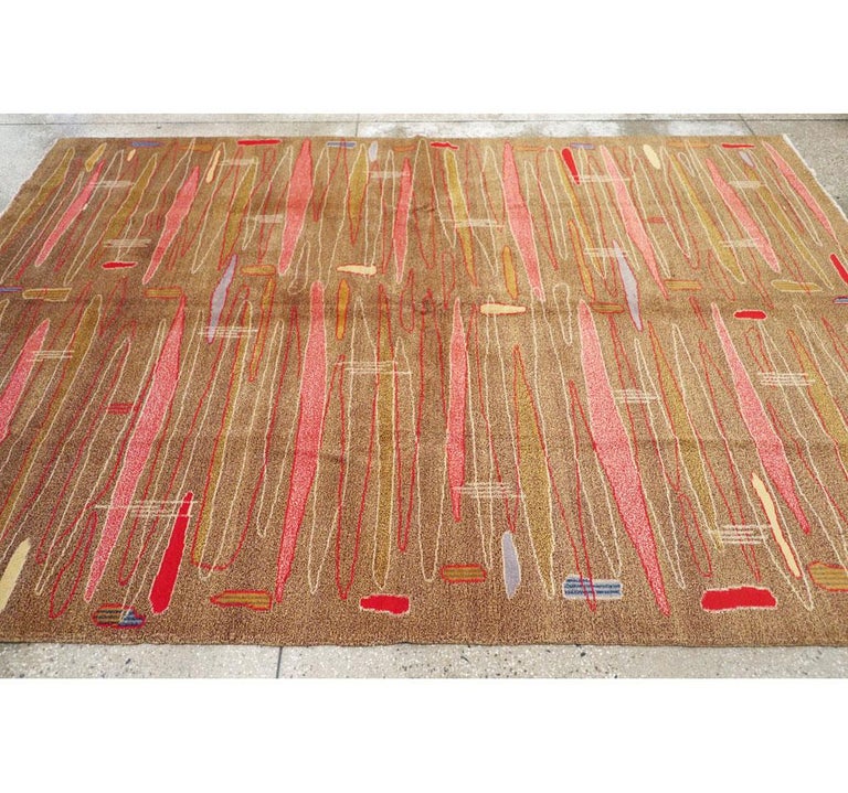 Mid-Century Modern Handmade Turkish Room Size Rug in the Style of ...