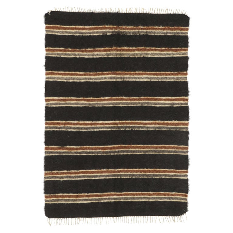 Vintage Turkish Angora Wool Blanket Kilim Rug For Sale at 1stDibs