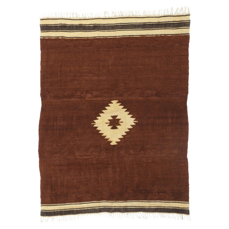 Vintage Turkish Angora Wool Blanket Kilim Rug For Sale at 1stDibs