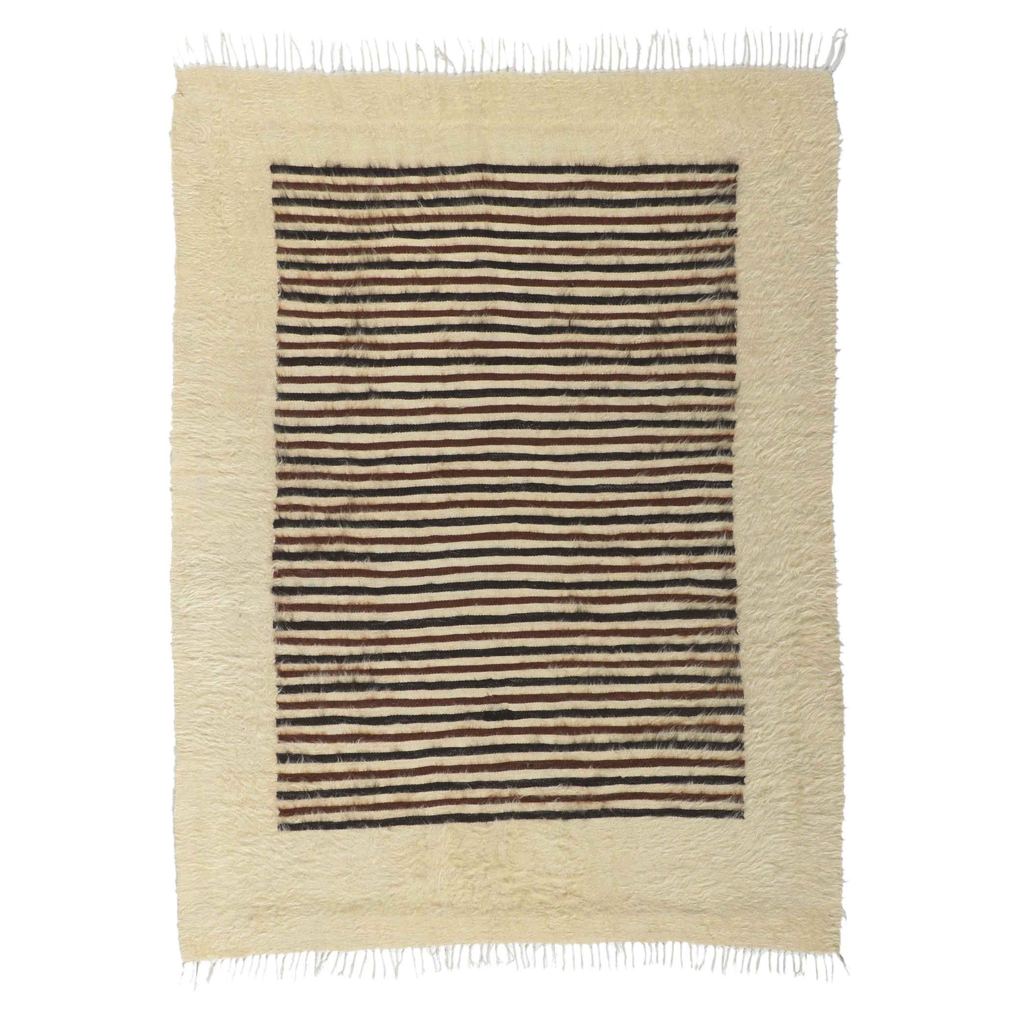 Vintage Turkish Angora Wool Kilim Blanket Rug For Sale at 1stDibs