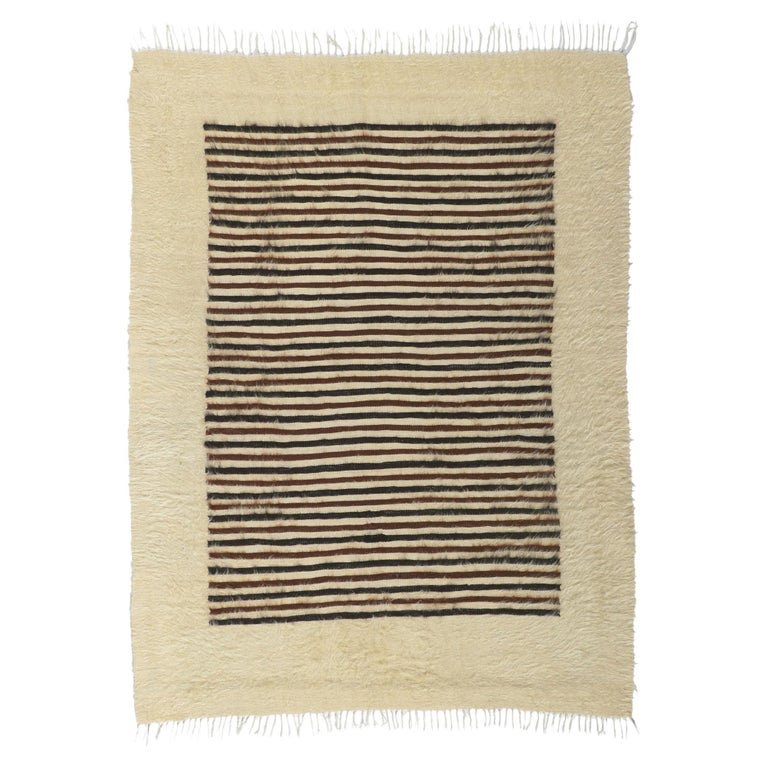 Vintage Turkish Angora Wool Blanket Kilim Rug For Sale at 1stDibs