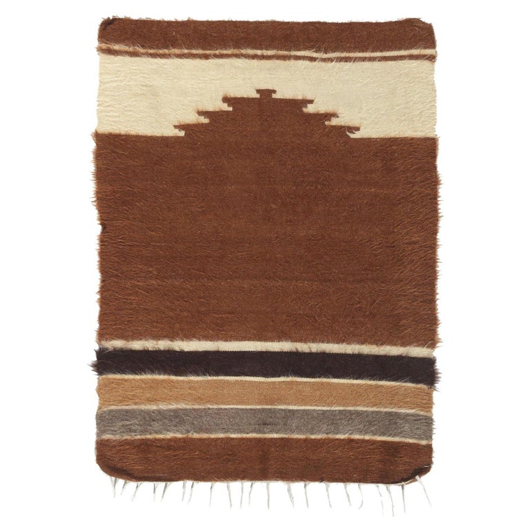 Vintage Turkish Angora Wool Blanket Kilim Rug For Sale at 1stDibs