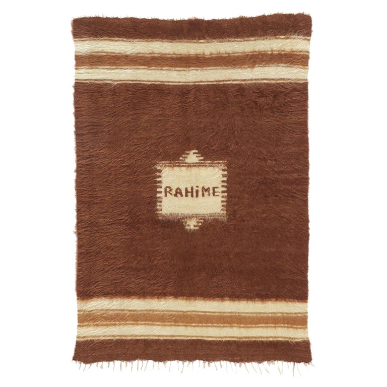 Vintage Turkish Angora Wool Kilim Blanket Rug For Sale at 1stDibs