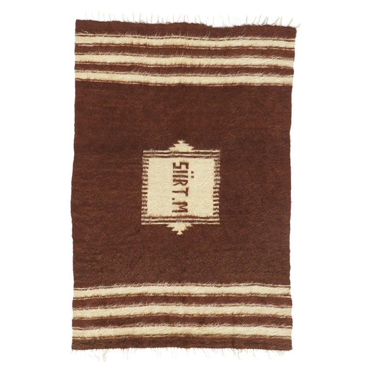 Vintage Turkish Angora Wool Kilim Blanket Rug For Sale at 1stDibs