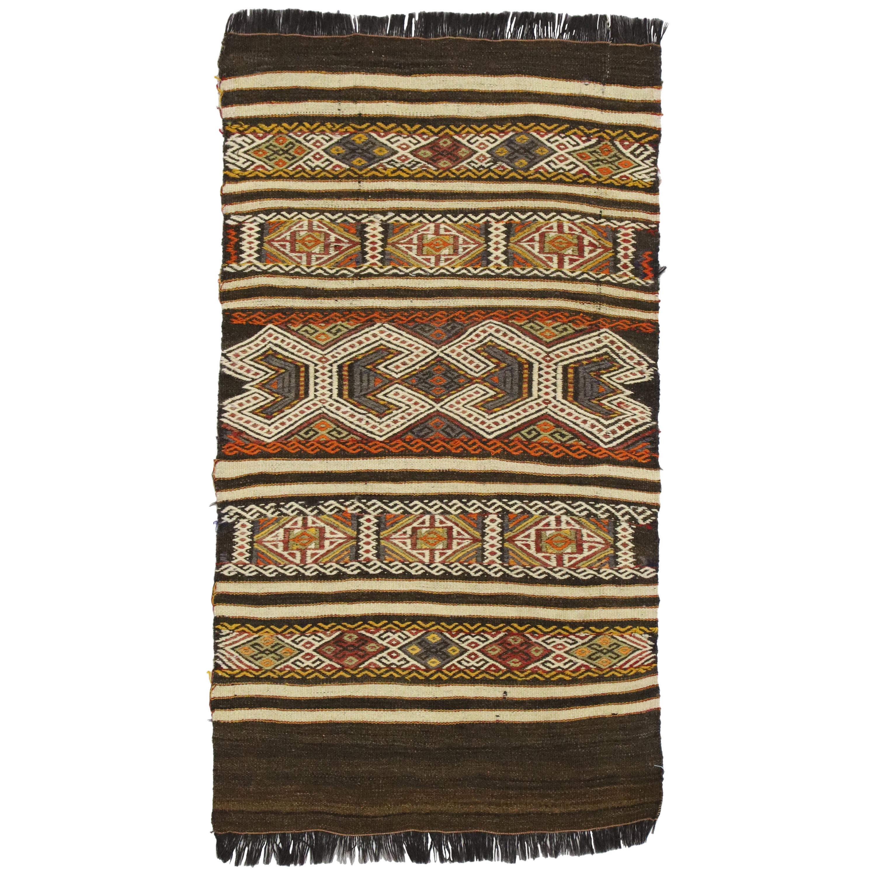 Vintage Turkish Striped Kilim Rug with Modern Rustic Cabin Style For ...