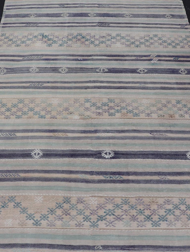 Vintage Turkish Flat-Weave L. Green, Taupe, butter, Lavender and Ink ...