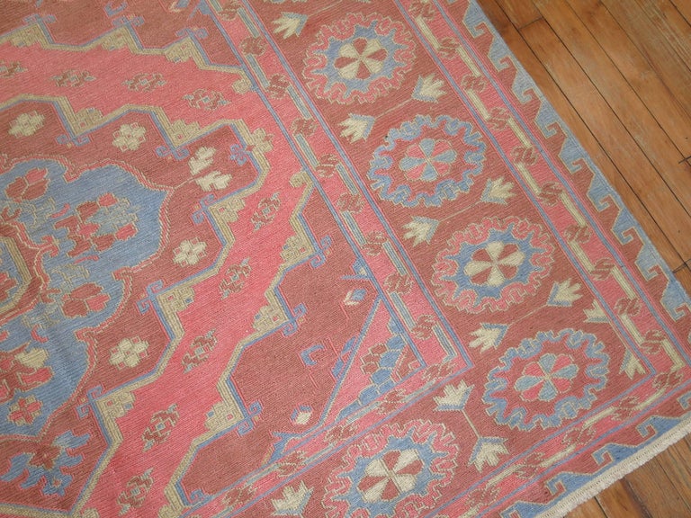 Silk Surface Vintage Turkish Flat-Weave Rug For Sale at 1stDibs