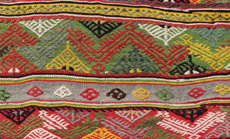 Vintage Turkish Hand Woven Embroidery with Bright and Colorful Tribal ...