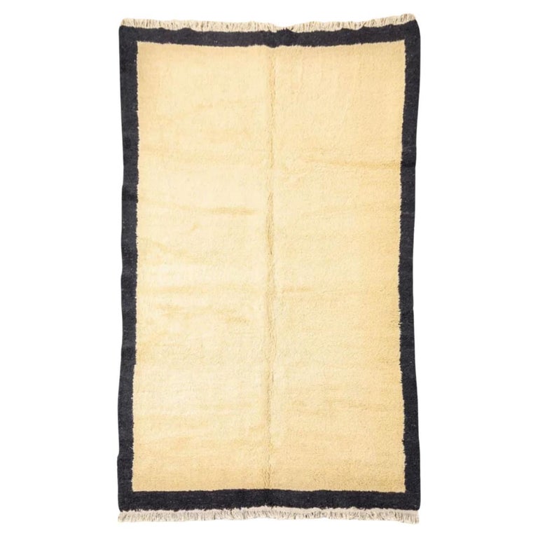 Vintage Turkish Handmade Floor Rug in Beige and Black Wool For Sale at ...