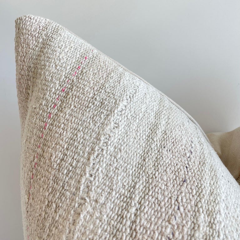 Vintage Turkish Hemp Rug Pillow with Down Feather Insert For Sale at ...