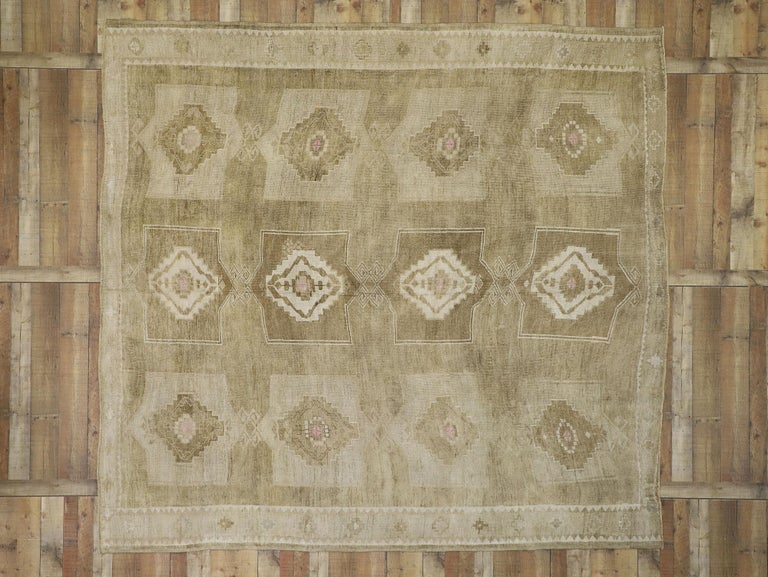 Vintage Turkish Kars Rug with Modern Mission Style, Square Area Rug For ...