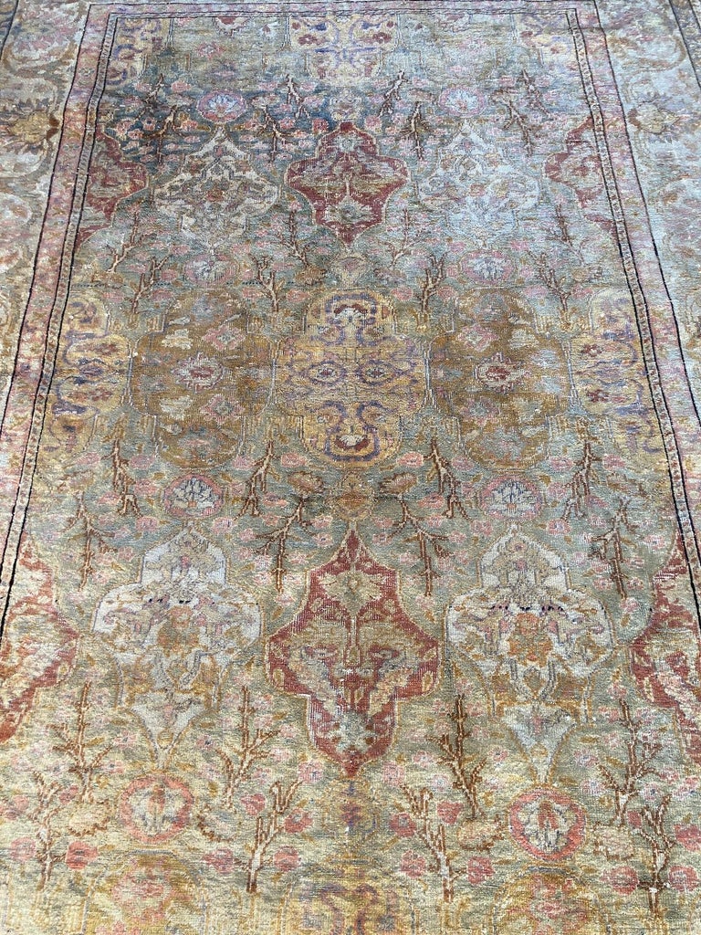 Vintage Turkish Kayseri Silk Rug For Sale at 1stDibs