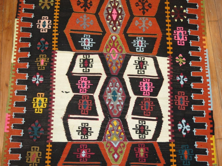 Vintage Turkish Kilim Boho Chic Runner For Sale at 1stDibs