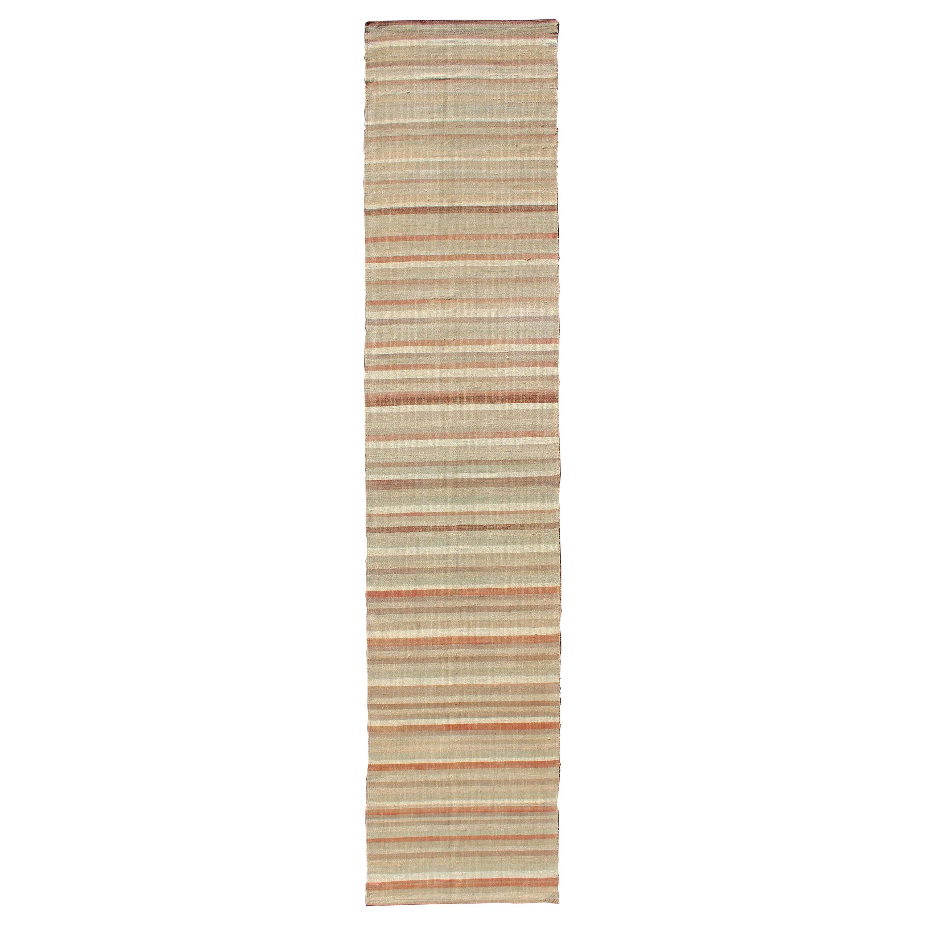Vintage Turkish Kilim Runner with a Stripe and Modern Design For Sale ...