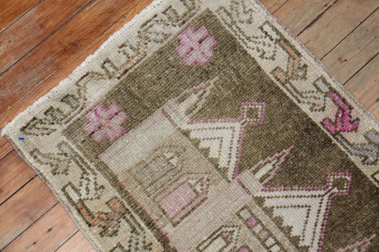 Vintage Turkish Mosque Pictorial Rug For Sale at 1stDibs