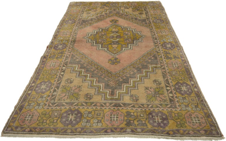 Vintage Turkish Oushak Accent Rug with Pastel Colors, Entry or Foyer ...