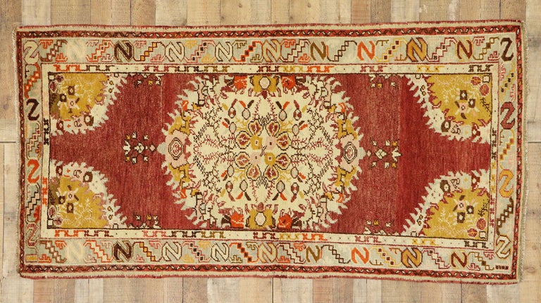 Vintage Turkish Oushak Accent Rug with Rustic French Rococo Style For ...