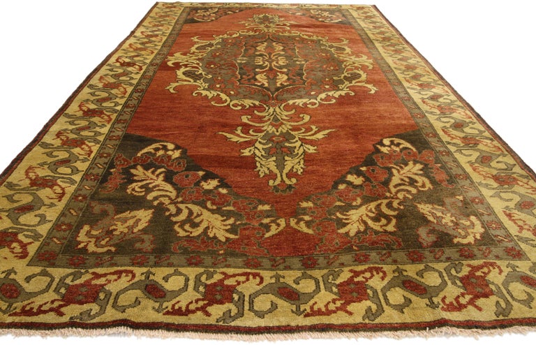 Vintage Turkish Oushak Area Rug with Medieval Jacobean Style For Sale ...