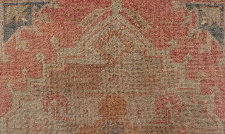 Vintage Turkish Oushak Gallery Rug with Tribal Medallion Design ...
