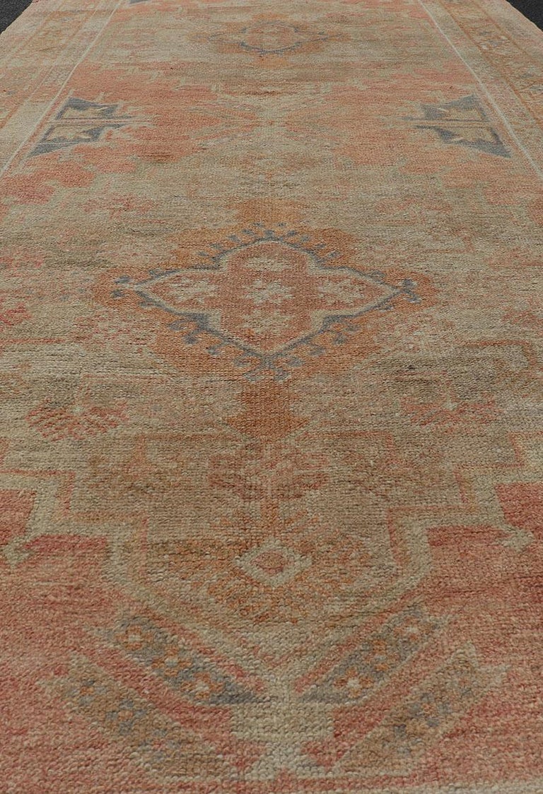 Vintage Turkish Oushak Gallery Rug with Tribal Medallion Design ...